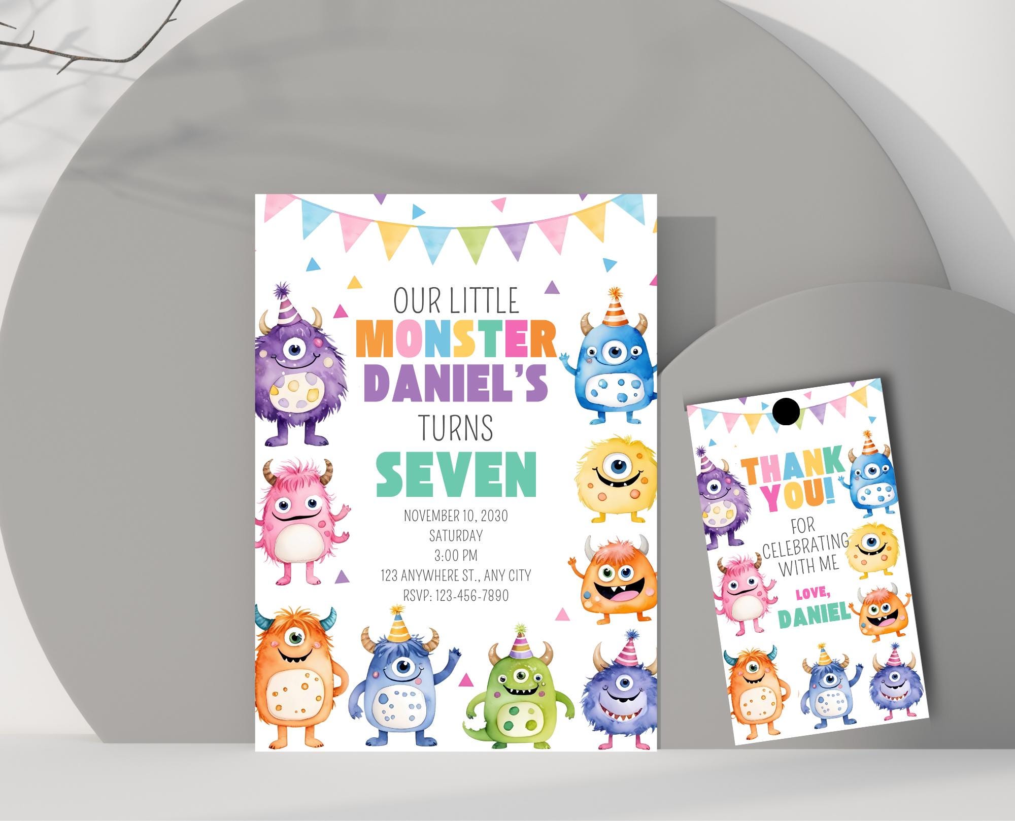 Editable Monster Birthday Invitation | Colorful Monster Party Invite ...