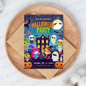 EDITABLE Kids Halloween Party Invitation, Cute Halloween Party, Spooky ...