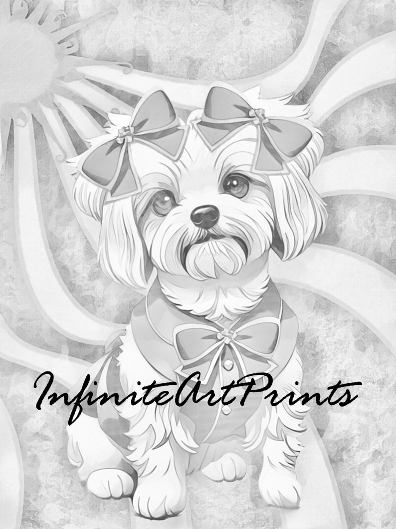 Flower Puppy Dog Coloring Page Premium Adult Colouring Page - Etsy