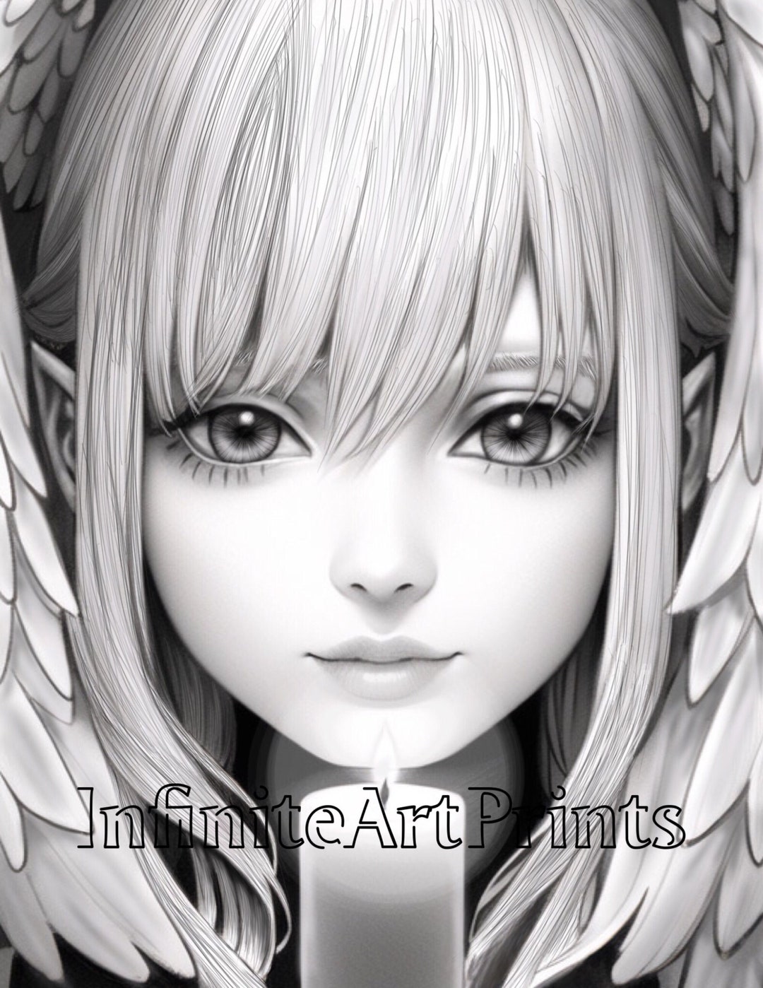 Hermosa página para colorear de ángel, colorear, alas, escala de grises ...