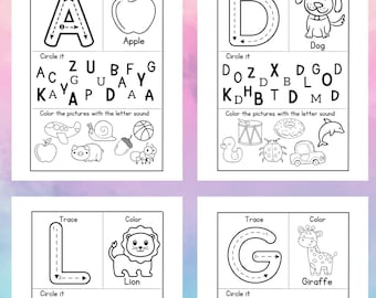 ABC 26 Page Alphabet Printable Phonics Worksheet, Letter Tracing ...