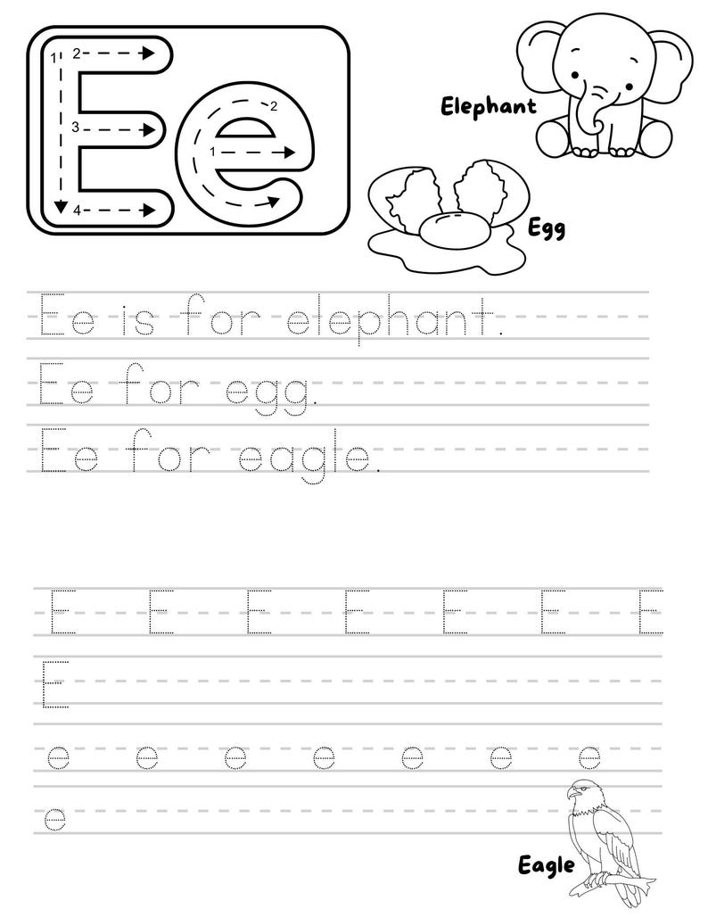 26 Printable ALPHABET & PHONICS Worksheets, Trace ABC, Preschool ...