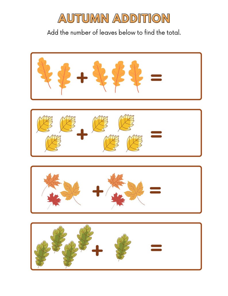 Printable Autumn Packet, 15 Pg Printable, Preschool, Kindergarten ...