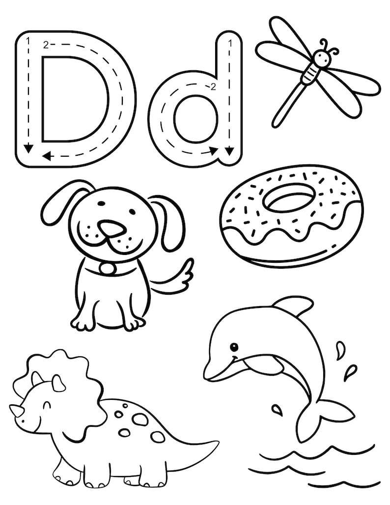 Printable ABC Tracing Coloring Worksheets, Preschool Kindergarten (PDF ...