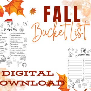 FALL Printable Bucket List, Autumn Bucket List, Fall Autumn Activities ...