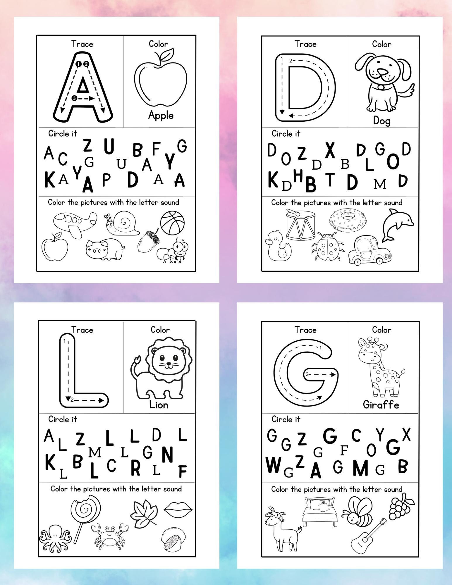 ABC 26 Page Alphabet Printable Phonics Worksheet, Preschool, Toddler ...