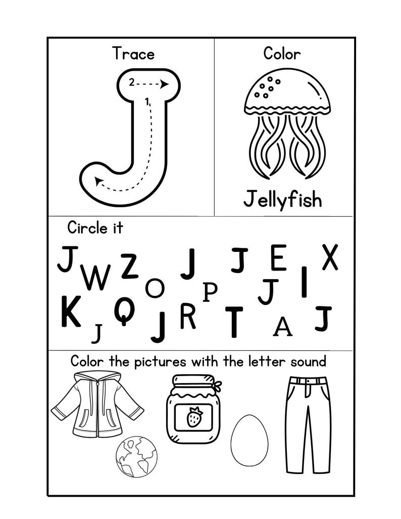ABC 26 Page Alphabet Printable Phonics Worksheet, Preschool, Toddler ...