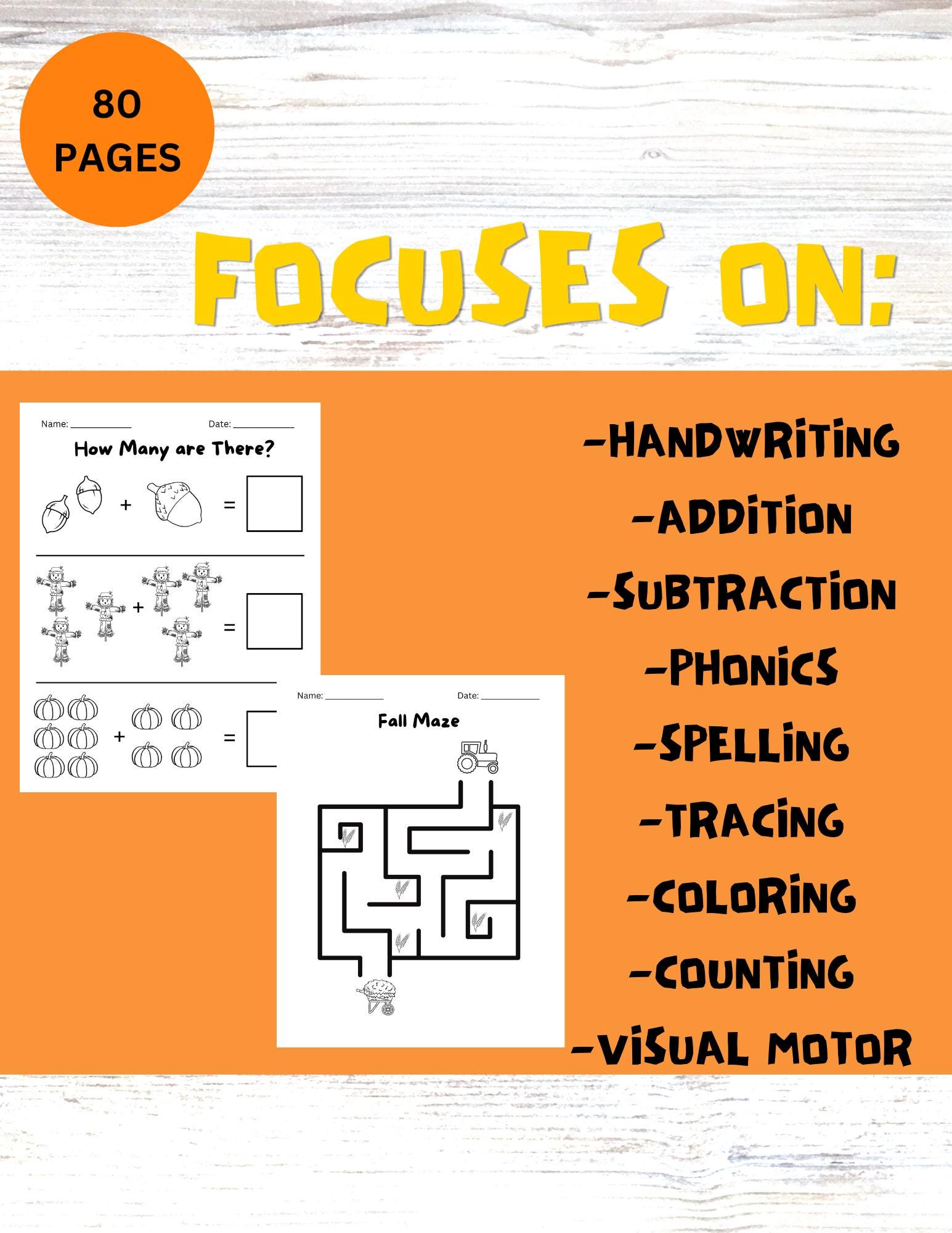 Fall Activity Worksheet Bundle for Preschool and Kindergarten (digital ...