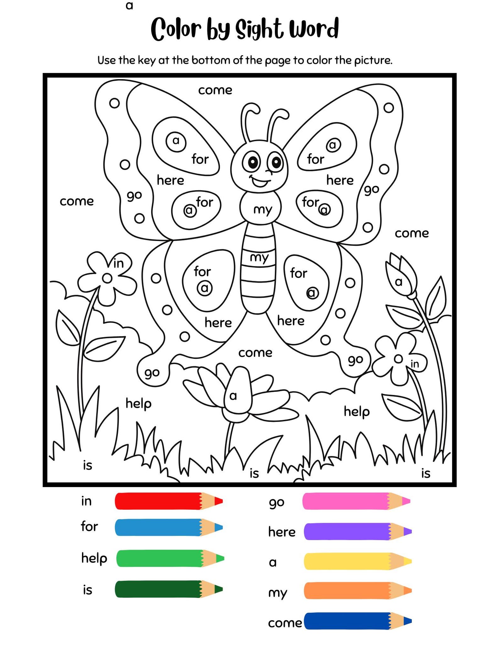 SIGHT WORDS, Color by Sight Words, Printable 10 Page Pdf, Preschool ...