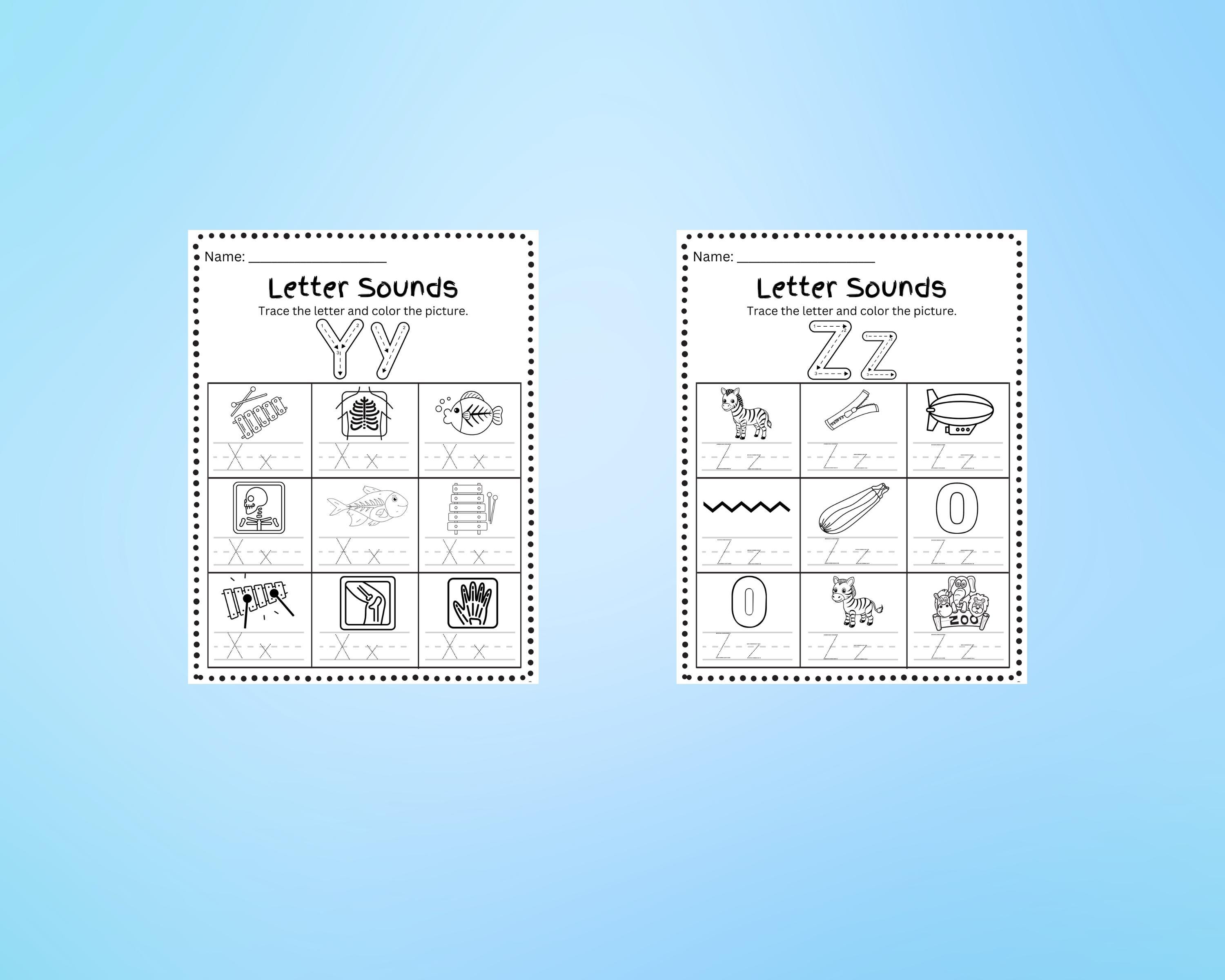 ABC 26 Page Alphabet Printable Phonics Worksheet, Letter Tracing ...