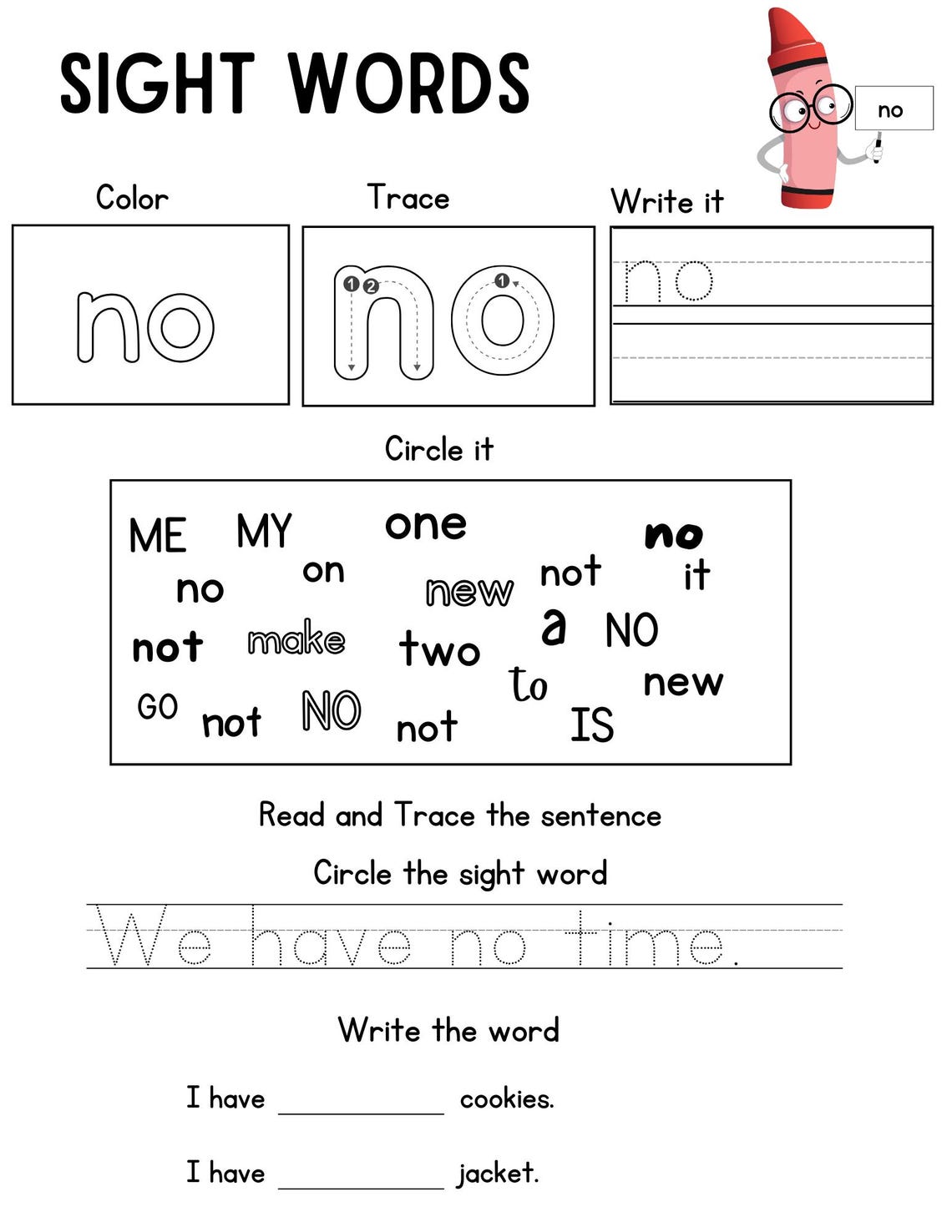 SIGHT WORDS Printable Worksheet, 90 Sight Words Pdf, Preschool, Pre-k ...