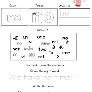 SIGHT WORDS Printable Worksheet, 90 Sight Words Pdf, Preschool, Pre-k ...