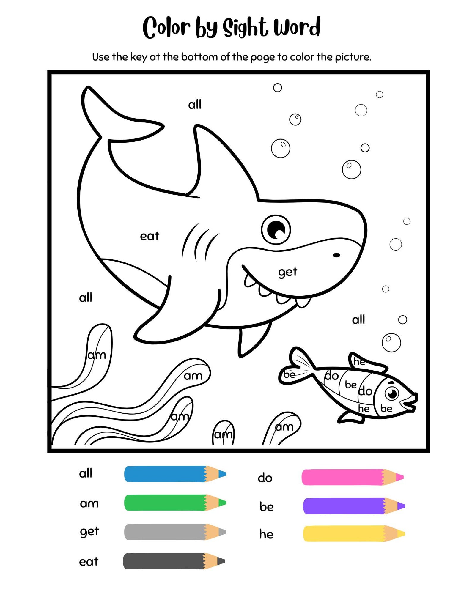 SIGHT WORDS, Color by Sight Words, Printable 10 Page Pdf, Preschool ...