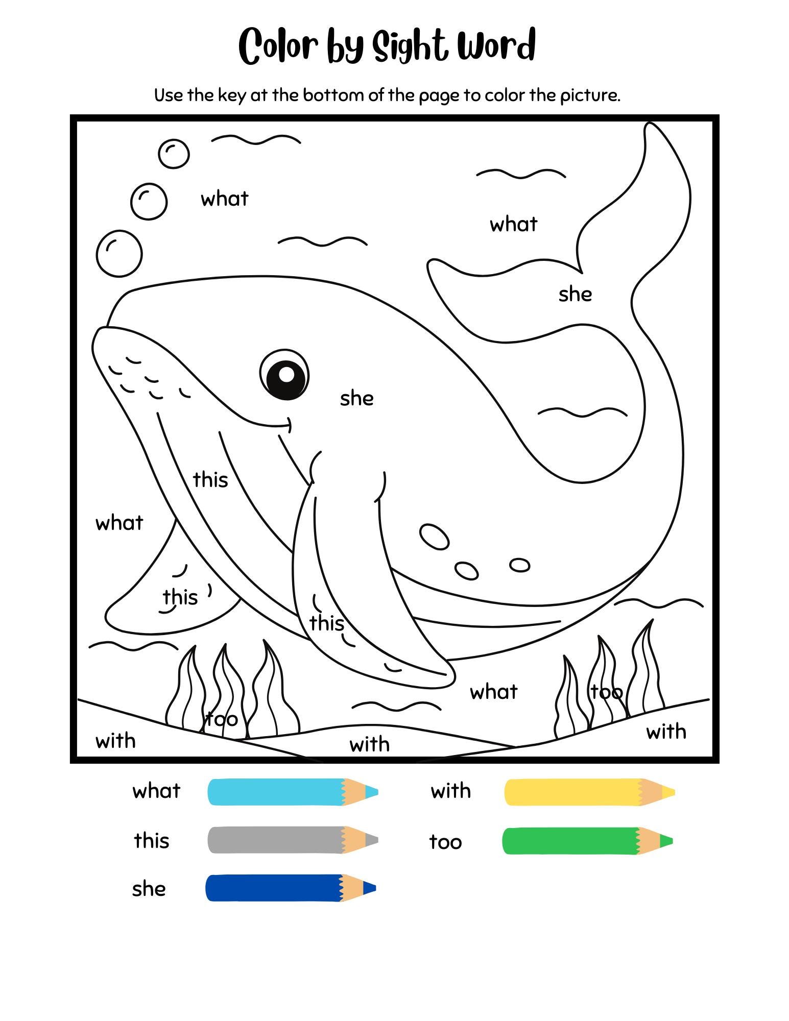 SIGHT WORDS, Color by Sight Words, Printable 10 Page Pdf, Preschool ...