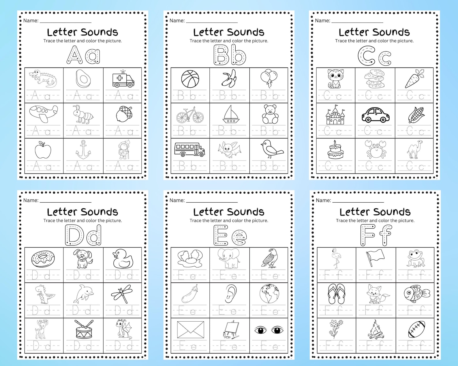 ABC 26 Page Alphabet Printable Phonics Worksheet, Letter Tracing ...