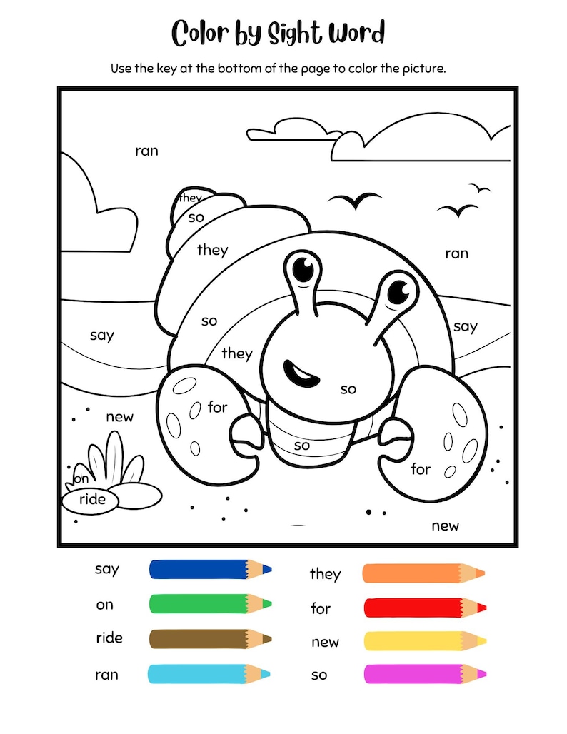 Sight Words Coloring Pages, Preschool Kindergarten Activity (PDF ...