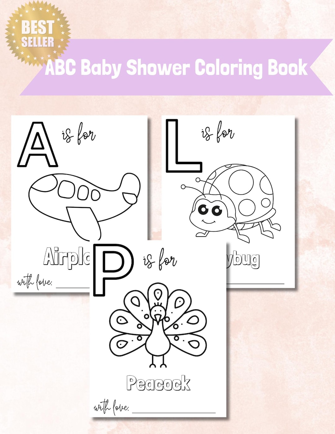 ABC Baby Shower Coloring Book, Fun Activity (PDF Download) - Etsy