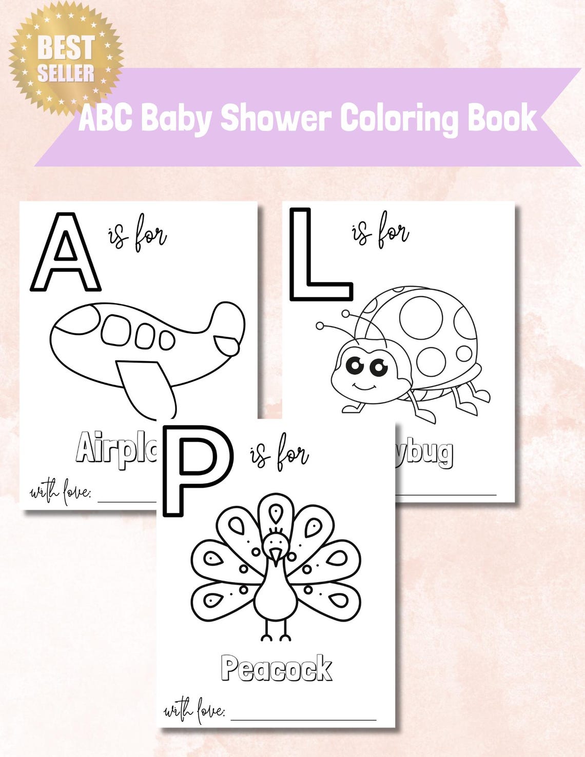 52 PAGES ABC Baby Shower Coloring Book, Baby's First ABC Book, Baby ...