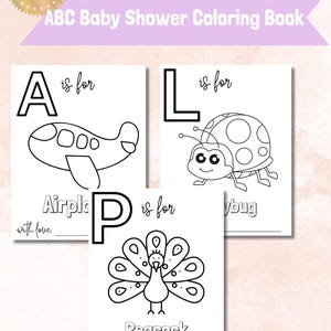 ABC Baby Shower Coloring Book, Fun Activity (PDF Download) - Etsy