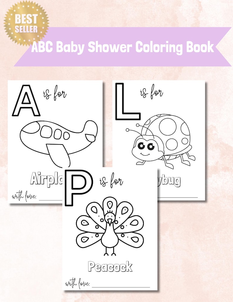 52 PAGES ABC Baby Shower Coloring Book, Baby's First ABC Book, Baby ...