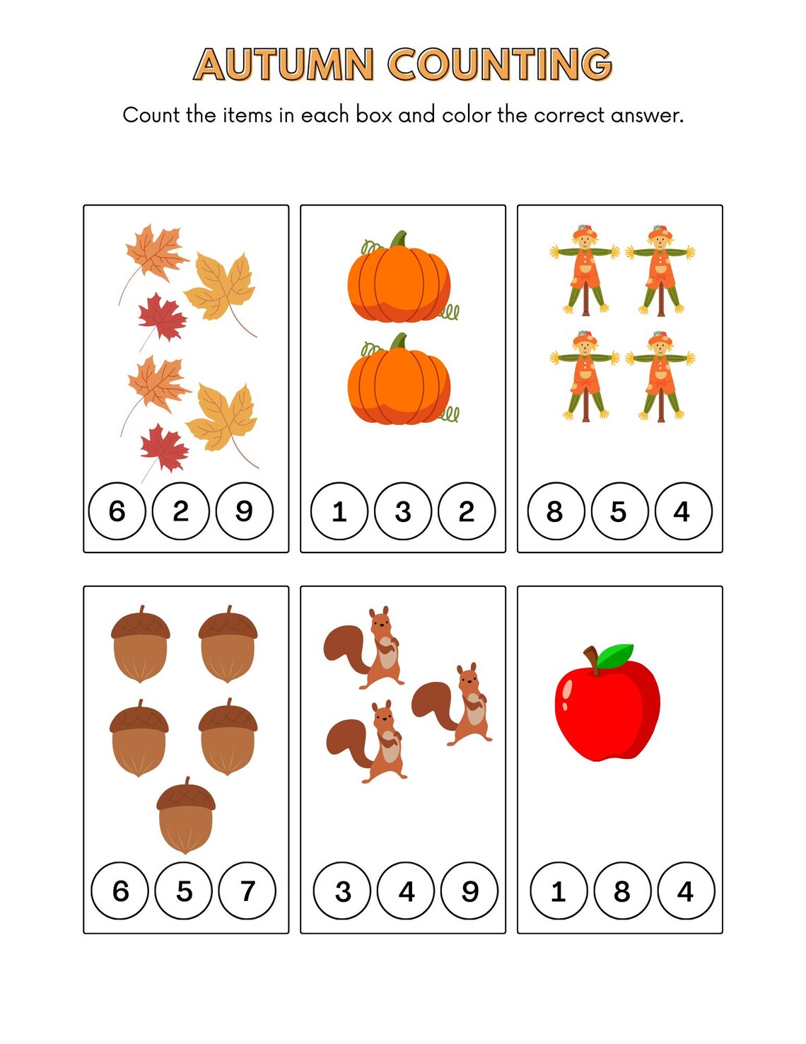 Printable Autumn Packet, 15 Pg Printable, Preschool, Kindergarten ...