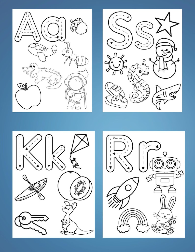 26 Printable ABC Tracing, Coloring Worksheets Preschool Kindergarten ...
