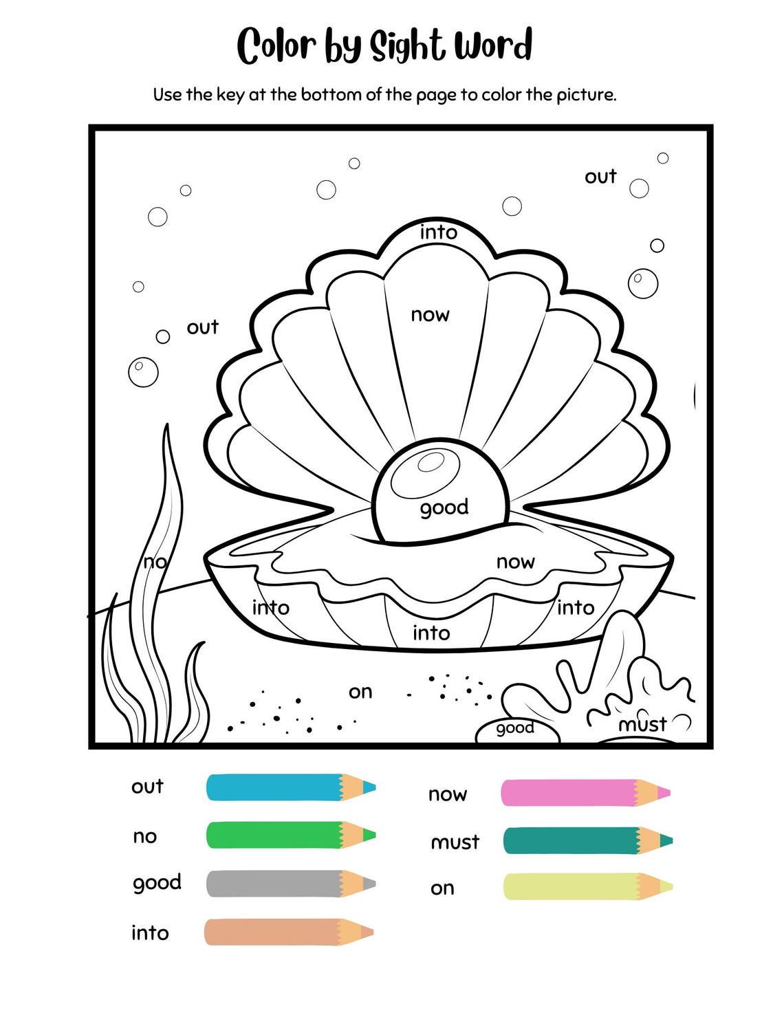 SIGHT WORDS, Color by Sight Words, Printable 10 Page Pdf, Preschool ...
