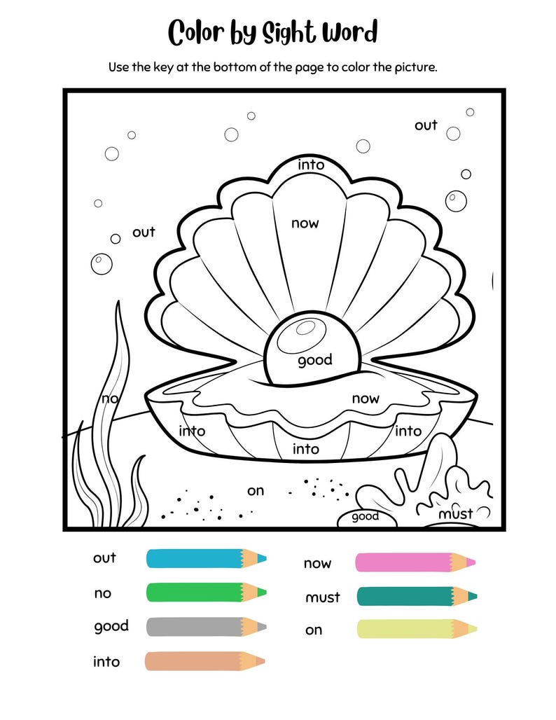 SIGHT WORDS, Color by Sight Words, Printable 10 Page Pdf, Preschool ...