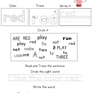 SIGHT WORDS Printable Worksheet, 90 Sight Words Pdf, Preschool, Pre-k ...