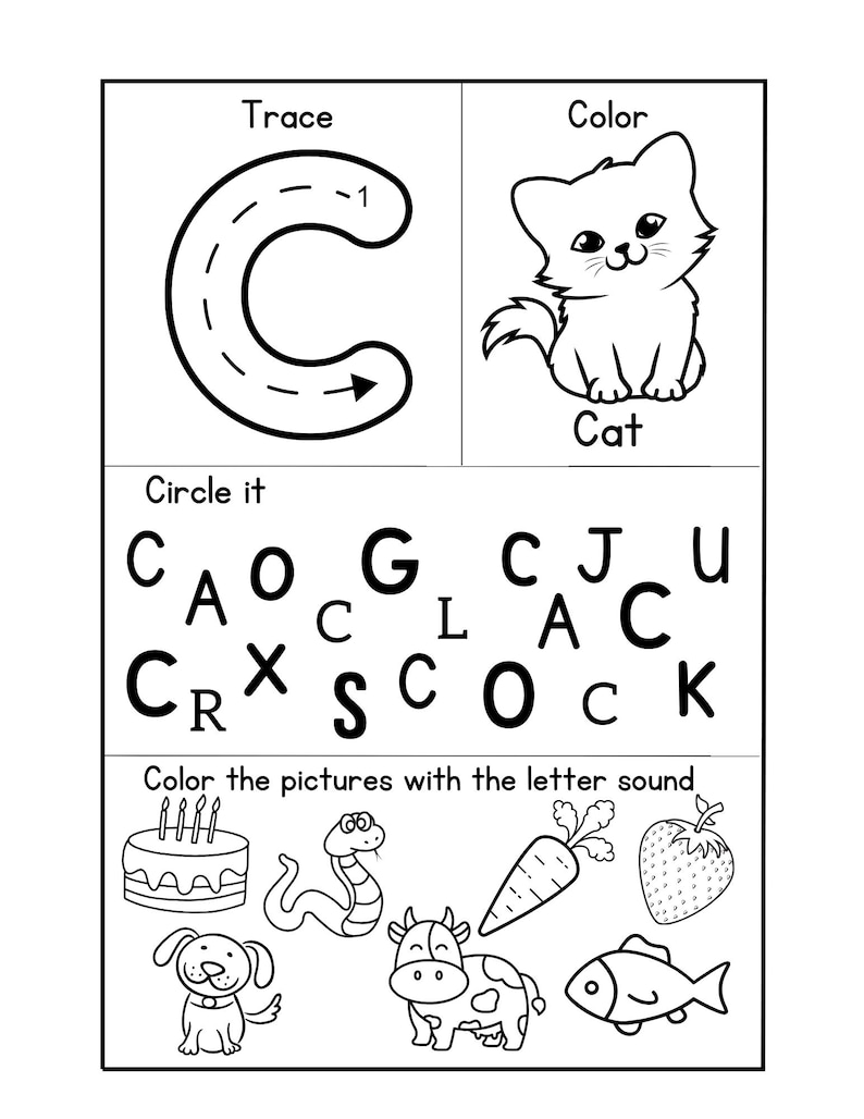 ABC 26 Page Alphabet Printable Phonics Worksheet, Preschool, Toddler ...