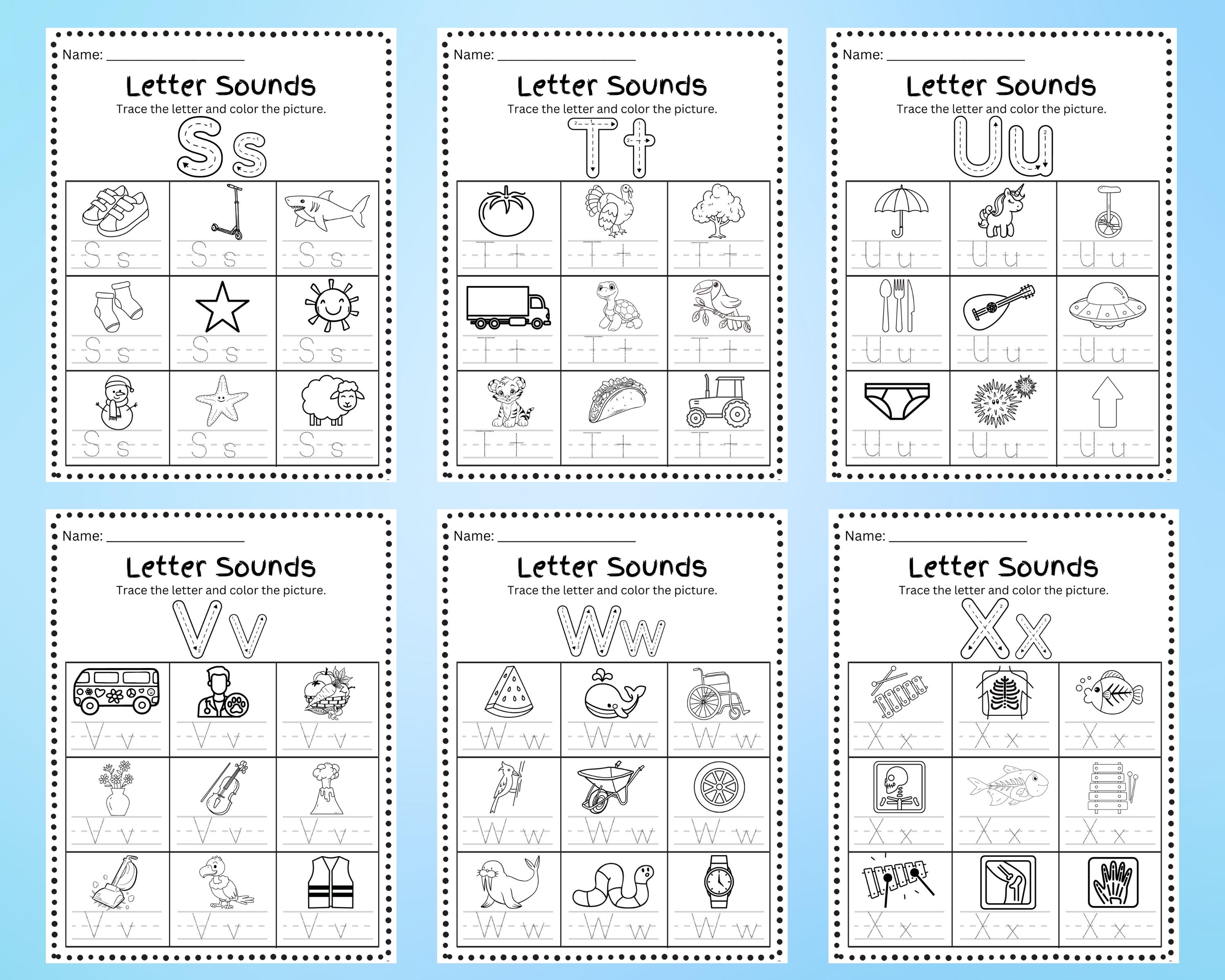 ABC 26 Page Alphabet Printable Phonics Worksheet, Letter Tracing ...
