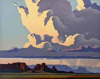 Ed Mell Lithograph desert Rain C. 1990, Signed - Etsy