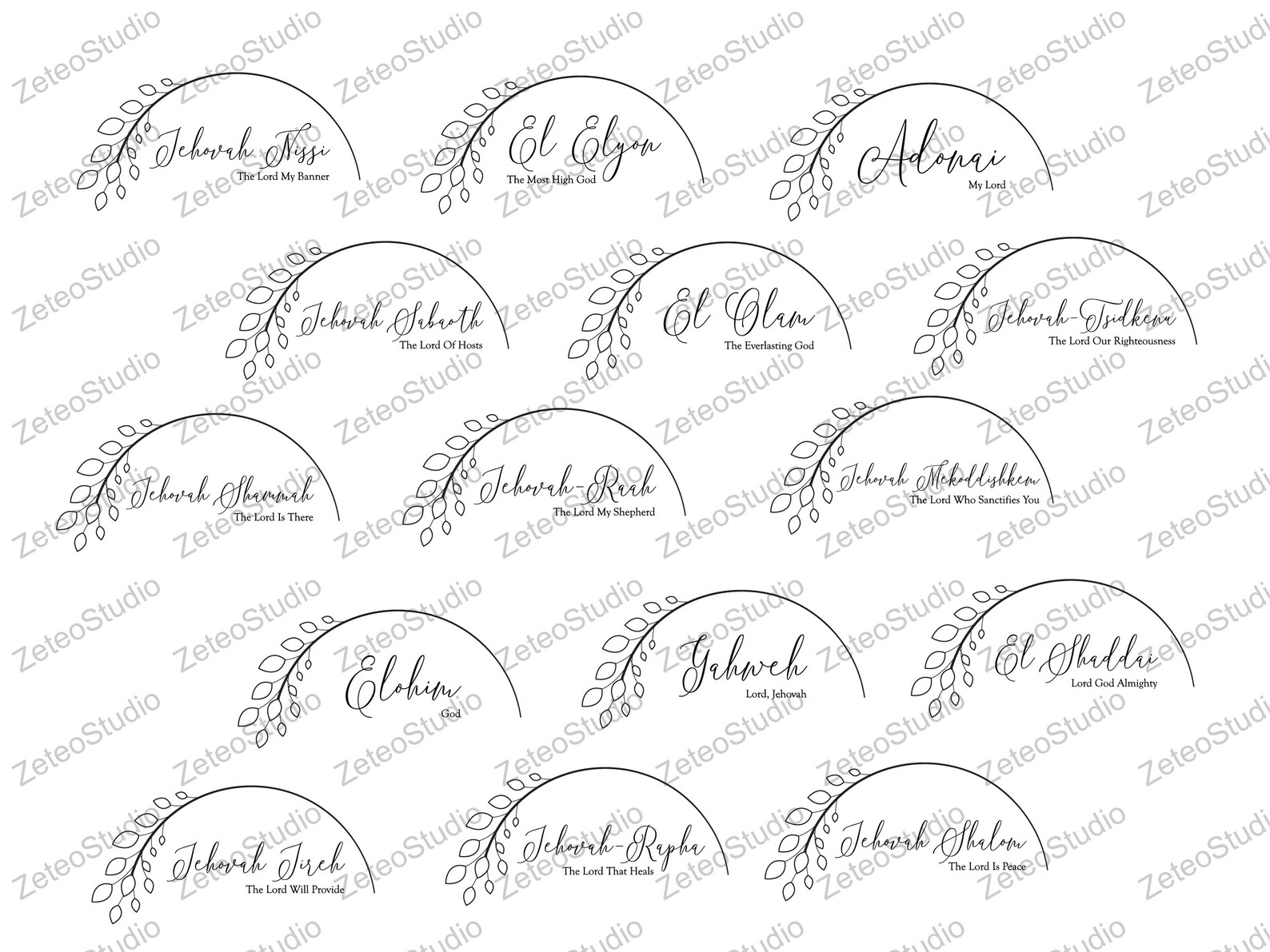Names of God Bundle, SVG File, PNG Graphic, Christian, Instant Digital ...