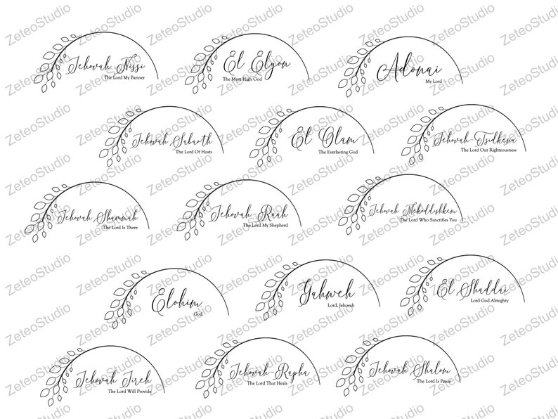 Names of God Bundle, SVG File, PNG Graphic, Christian, Instant Digital ...