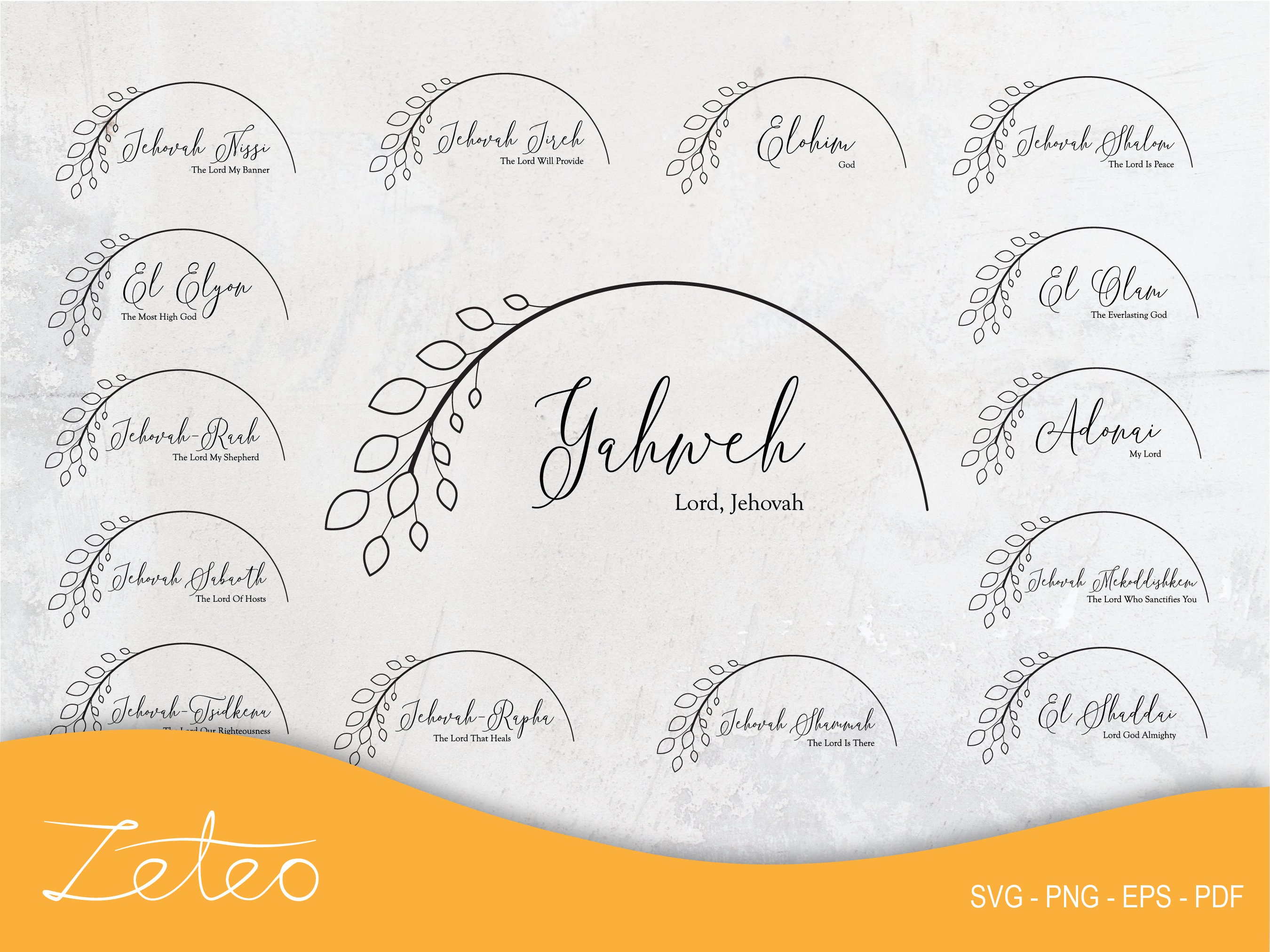 Names of God Bundle, SVG File, PNG Graphic, Christian, Instant Digital ...