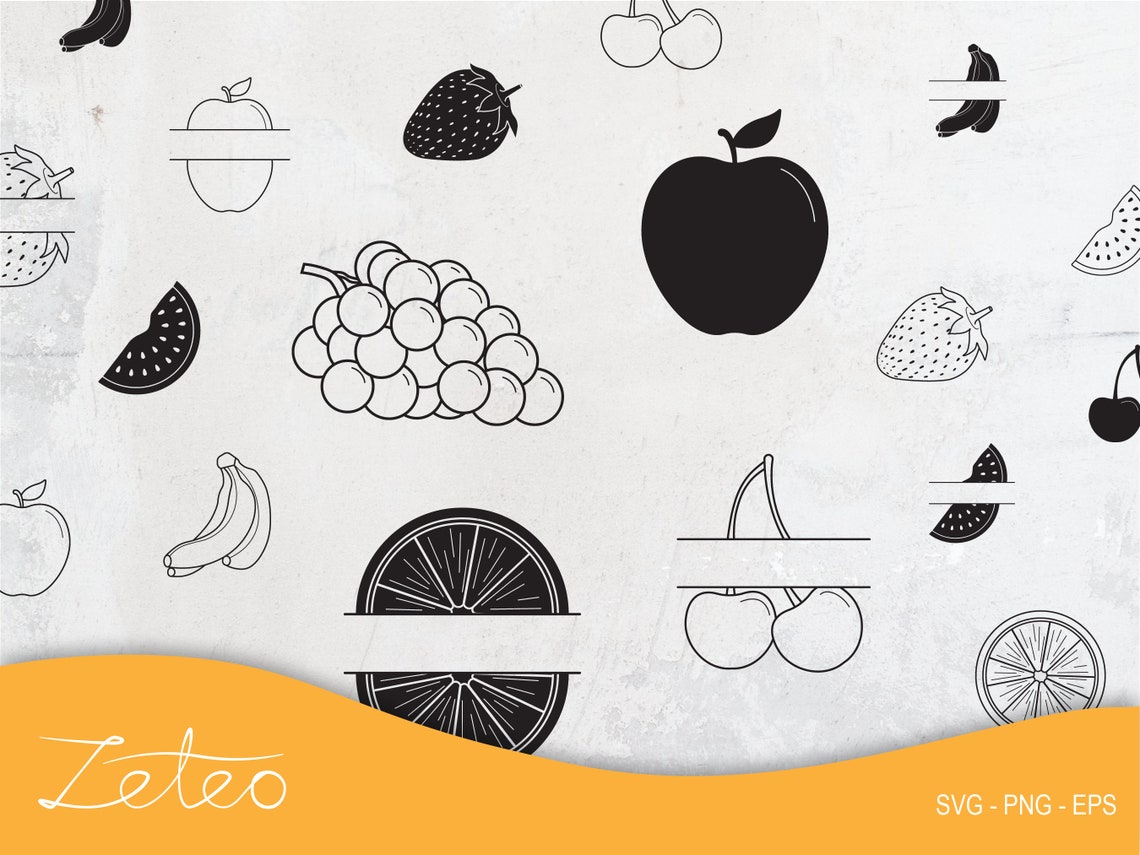 Common Fruits Bundle, SVG File, PNG Graphic, Instant Digital Download ...