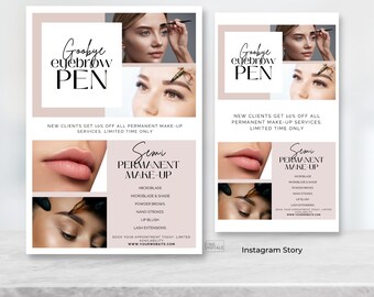 PMU Template Flyer | Permanent Makeup Editable Flyer | Beauty Spa IG ...