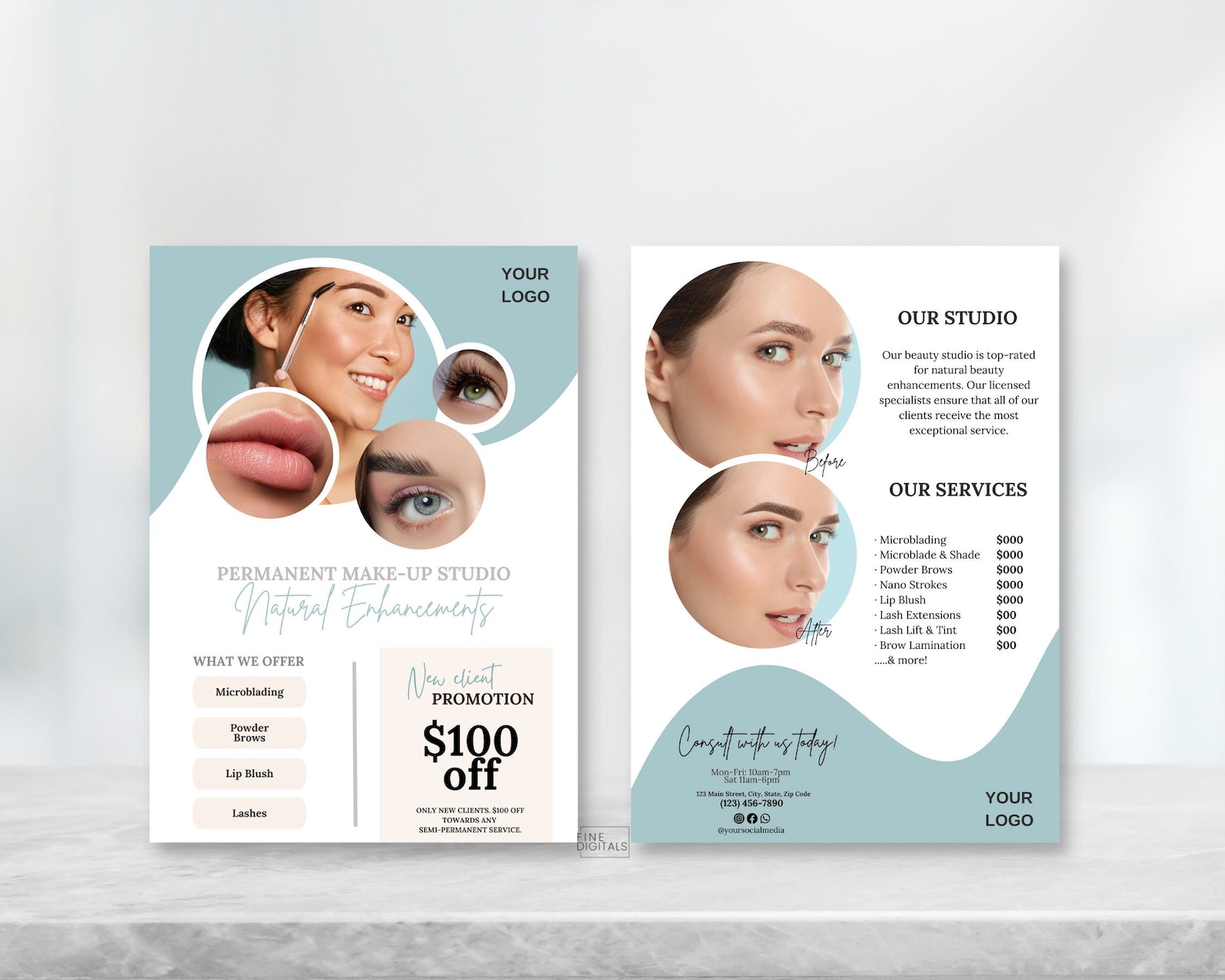 Beauty Salon Editable Flyer | PMU Template Flyer | Microblading ...