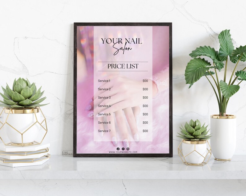 Nail Salon Price List | Editable Pricing List | Spa Nail Hair Makeup ...