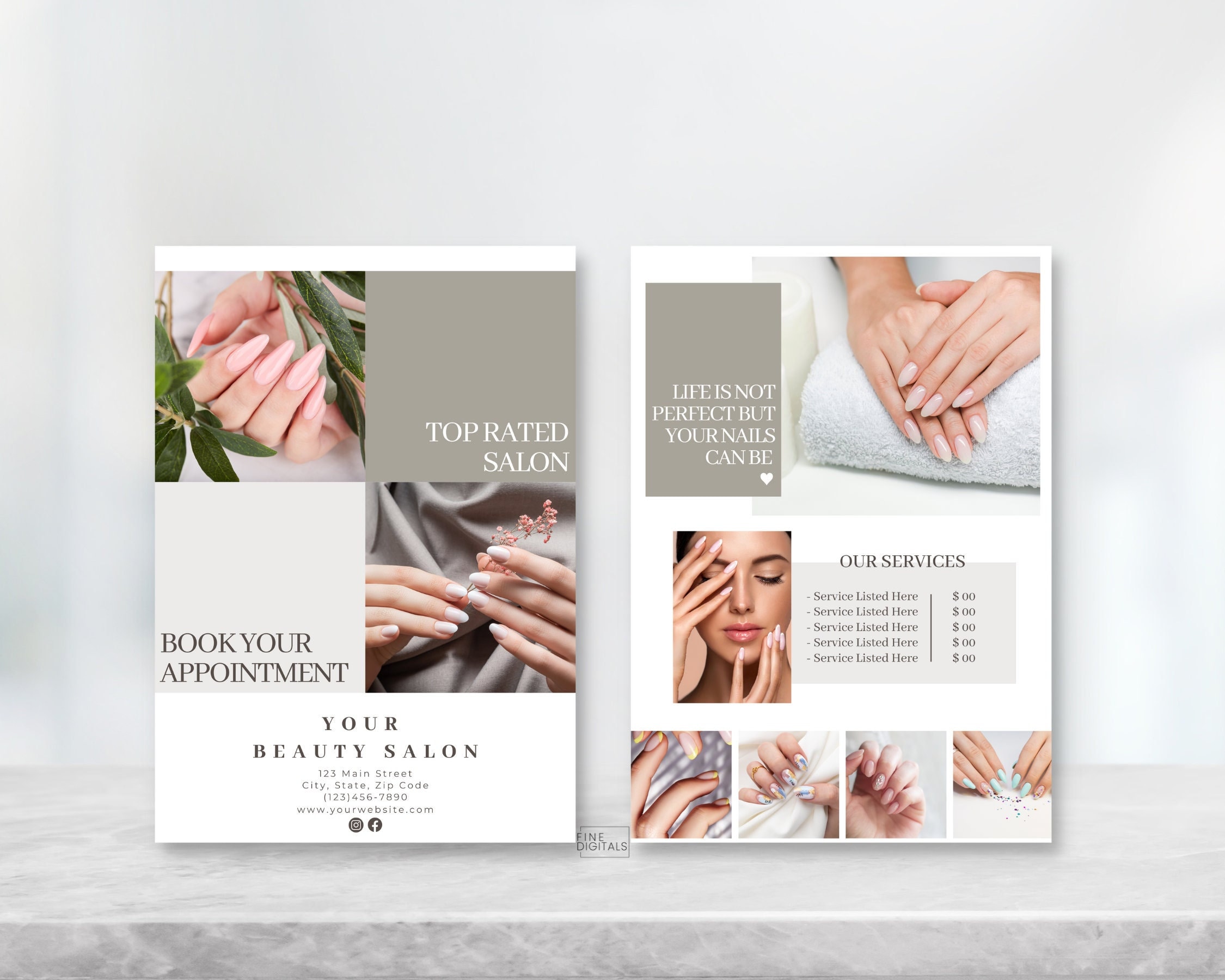 Beauty Nail Salon Editable Flyer | Nails Template Flyer | Beauty Salon ...