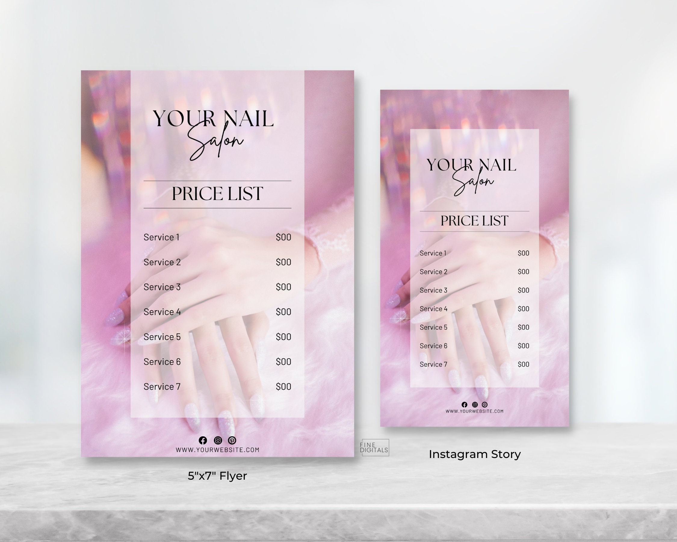 Nail Salon Price List | Editable Pricing List | Spa Nail Hair Makeup ...