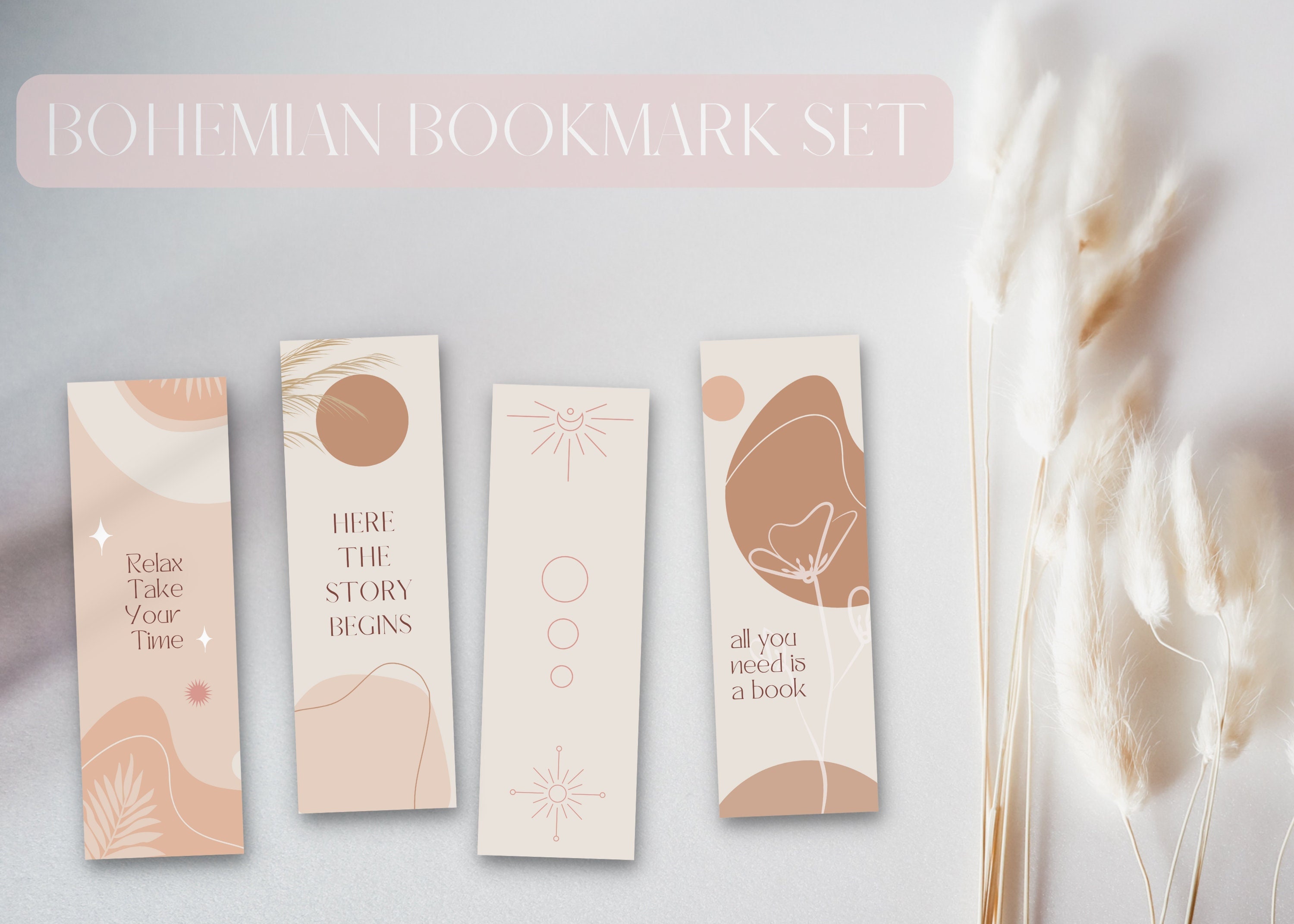 Printable Bookmark Set Bohemian Digital Bookmark Aesthetic - Etsy Australia