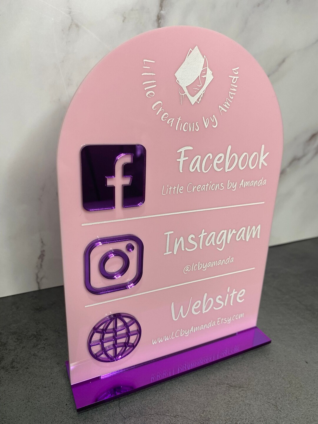 Arch Social Media Business Sign Acrylic Logo Marketing Instagram Beauty ...