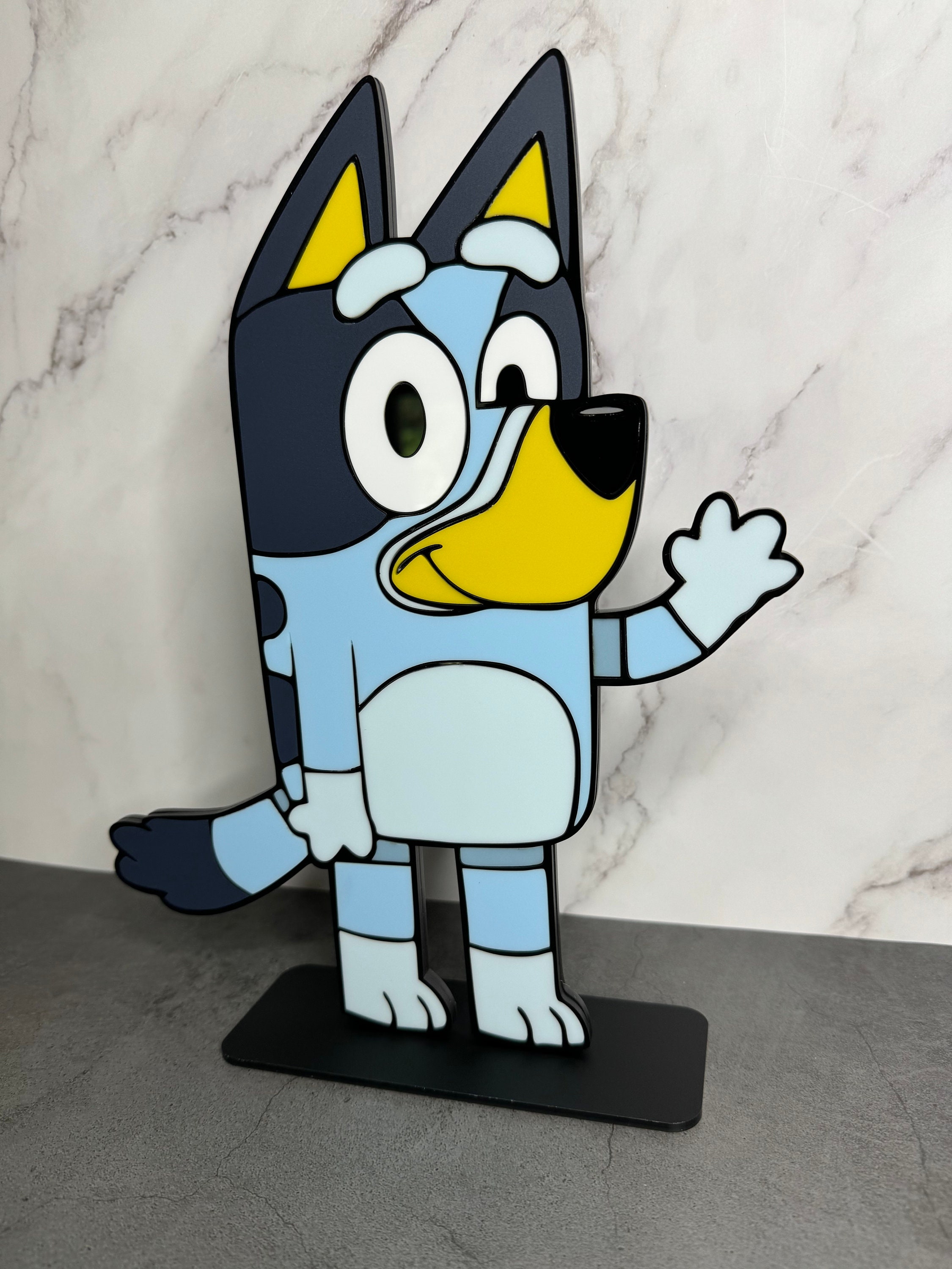 Bluey 3D Acrylic Standing Sign & Matching Triple Layer Name Plaque ...