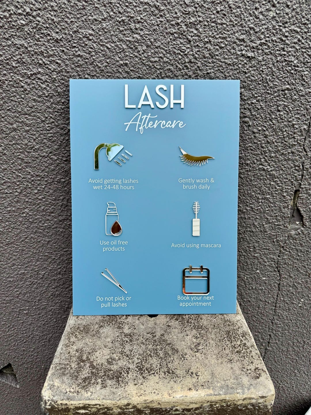Lash Aftercare Acrylic Sign: 3D Salon Decor - Etsy