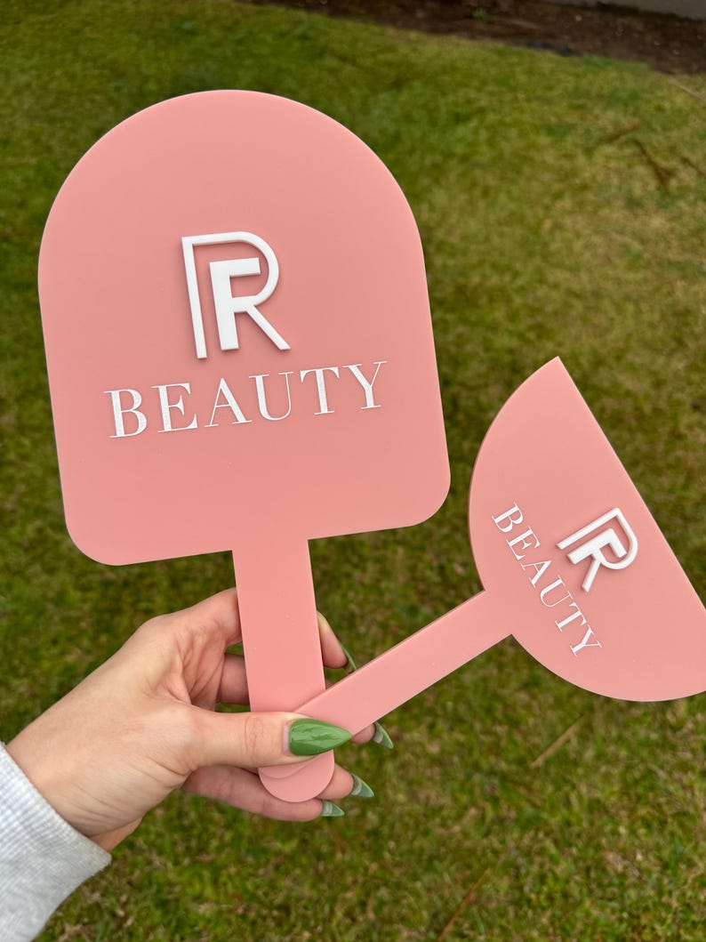 Branded Acrylic Hand Held Mirror Lash Face Shield Lash UV Print Logo ...