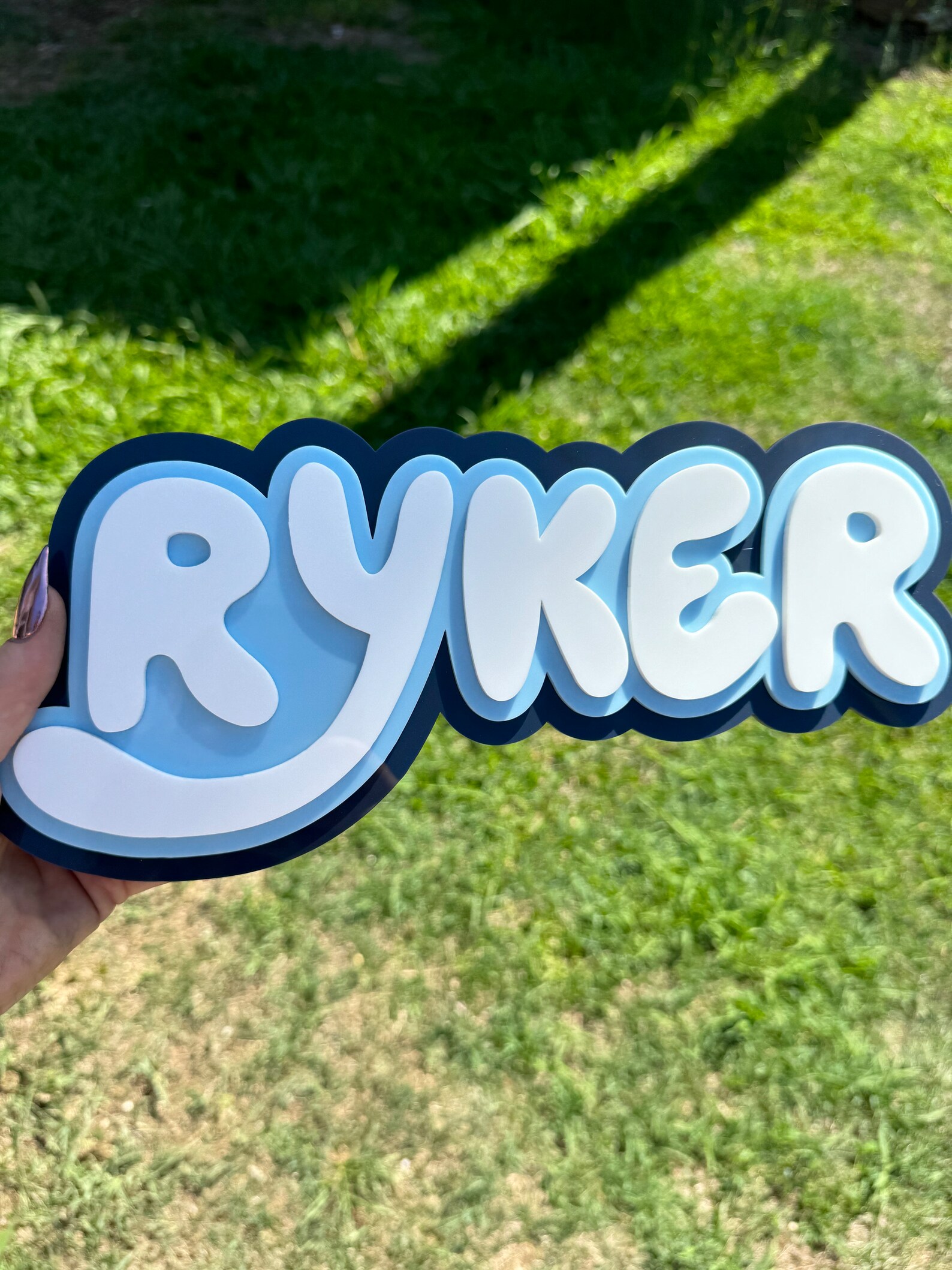Bluey 3D Acrylic Standing Sign & Matching Triple Layer Name Plaque ...