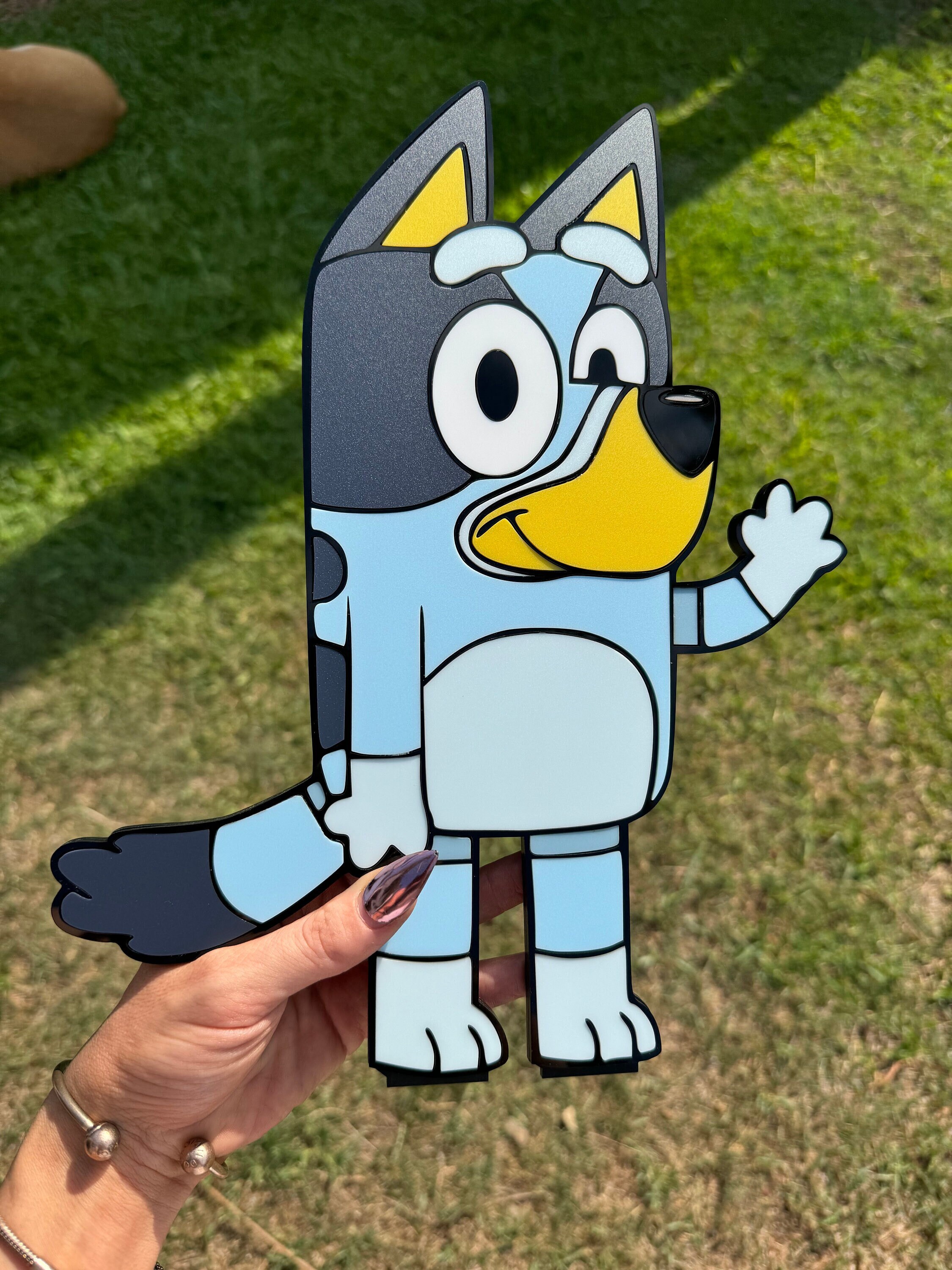 Bluey 3D Acrylic Standing Sign & Matching Triple Layer Name Plaque ...