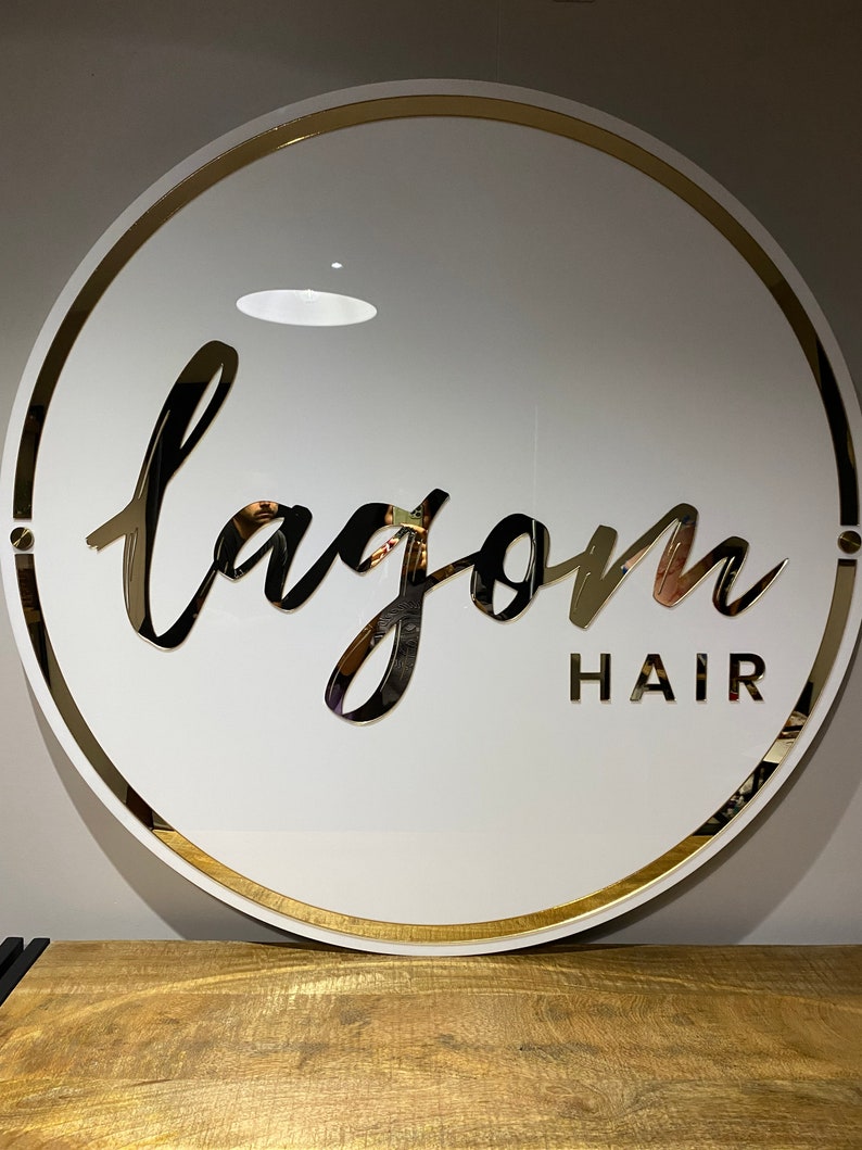 Acrylic 3D Business Sign Logo Wall Mount Custom Office Salon Double ...