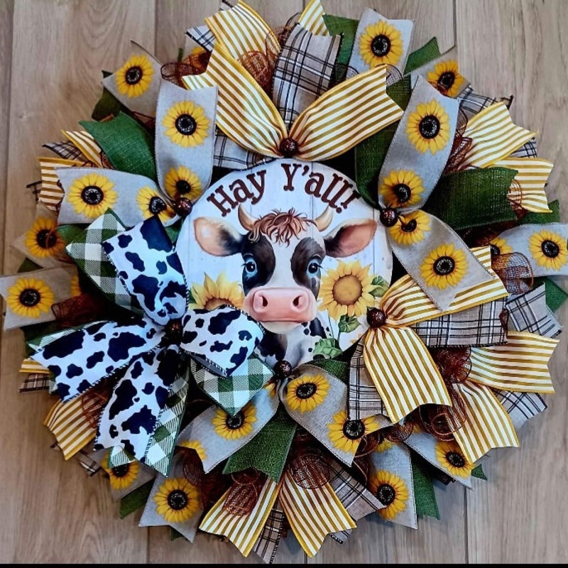 Cow Mesh Wreath - Etsy